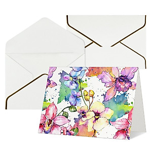 PAILON Watercolor Floral Thank You Cards With Envelopes, Blank Greeting Note Cards With Envelopes Blank Inside, Funny Birthday Cards For Women Men, Thank You Card For Wedding Business,Graduation