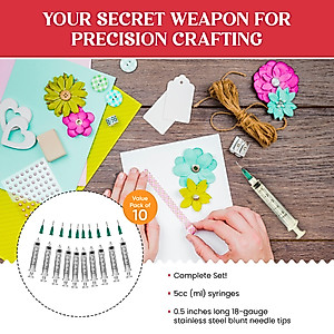 Creative Hobbies® Glue Applicator Syringe for Flatback Rhinestones & Hobby Crafts, 5 Ml with 18 Gauge Precision Tip - Value Pack of 10