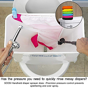 Handheld Bidet Sprayer for Toilet,Soosi 90°Precision Pressure Control (Jet/Soft) Spray Hand Held Bidet for Toilet Baby Cloth Diaper Sprayer Brass Valve Core w/Ceramic Disk Seals Wall&Toilet Mount