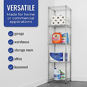 SafeRacks - NSF Certified Storage Shelves, Zinc, Heavy Duty Steel Wire Unit with Wheels and Adjustable Feet, Garage or Bakers Rack, Kitchen, Pantry Shelf - (18"x18"x72" 5-Tier) (Silver)