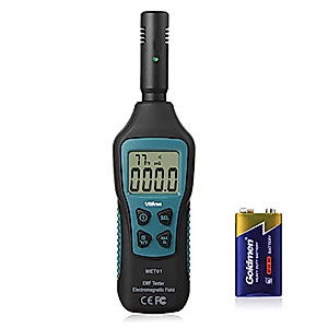 EMF Meter 5HZ-3.5G, Vlifree EMF Detector with Digital LCD Backlit Display for Electromagnetic Field 5HZ-3500MHz, Electronic Radiation, Temperature Detector, EMF Tester for Home, Ghost Hunting