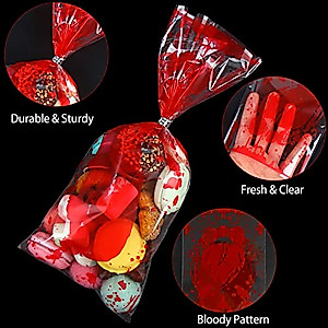 DIYASY Halloween Cellophane Candy Bags, 150 Pack Treat Goodie Bags for Kids Plastic Goody Snack Bag Bulk Party Favors with 180 Twist Ties