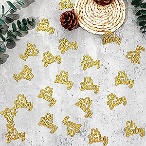 Sherr 100 Pieces Baby Confetti Decors Gold Glitter Baby Table Confetti Cute Little Baby Shower Confetti Sprinkle for Gender Reveal Baby Shower Birthday Party Decoration Supplies