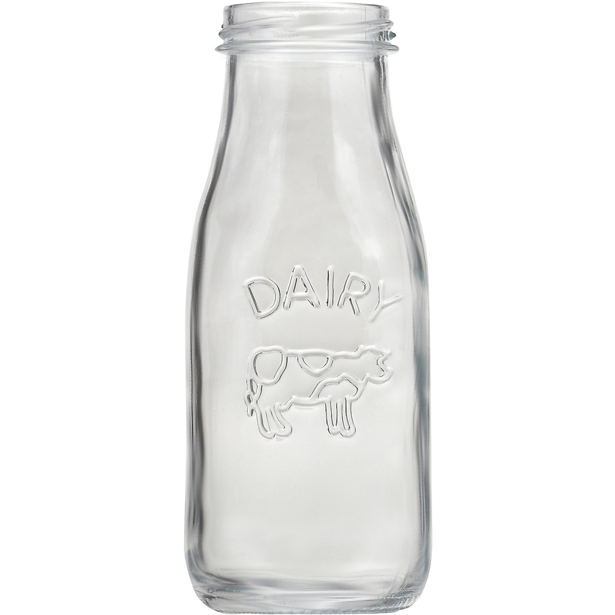 Circleware Dairy Milk Glass Bottles, 10.5 oz, Clear