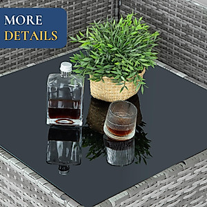 FHFO 7 Pieces Outdoor Patio Furniture Set, Wicker Sectional Sofa Set Rattan Modular Patio Conversation Sets with Cushions Couch Set & Coffee Table for Outside, Garden, Balcony, Porch, Grey