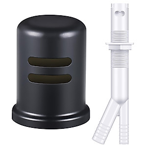 Enhon 1 Set Dishwasher Air Gap Kit, with Skirted Brass Air Gap Cap and Matching Escutcheon, Dishwasher Air Gap Replacement with Air Gap Cover (Matte Black)