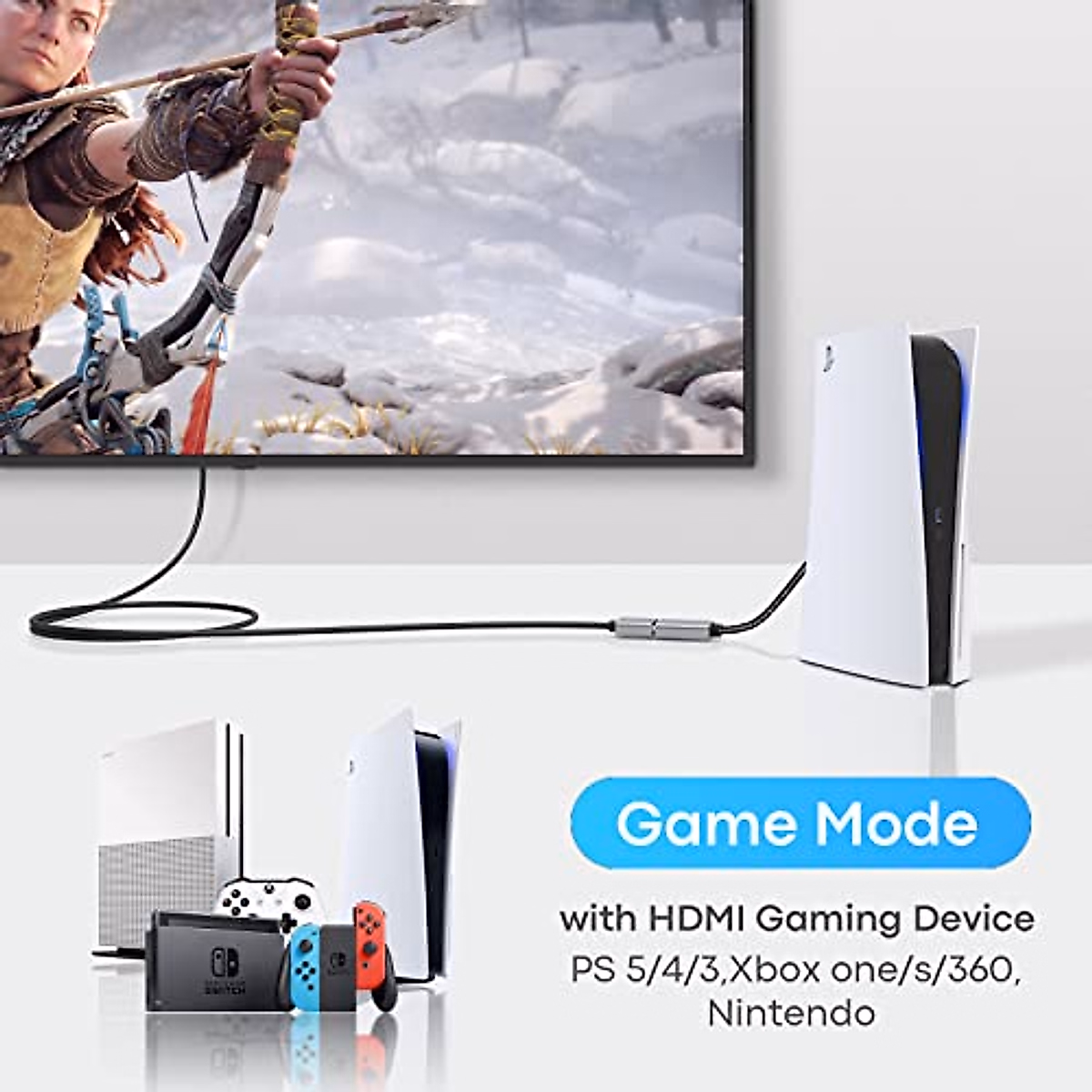 TECHTOBOX HDMI to DisplayPort Adapter 4K@60Hz [Braided, High Speed] HDMI Male to DP Female Converter Cable Compatible for PC Graphics Card Laptop Mac Mini NS PS5/4 Xbox One/360