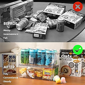 OMNISAFE Divided Clear Plastic Organizer Bin with Hinge Lid, 8 Sections Tea Bag Storage Box for Kitchen, Snacks, Spice Packets,Pouches, Stackable Storage Bin