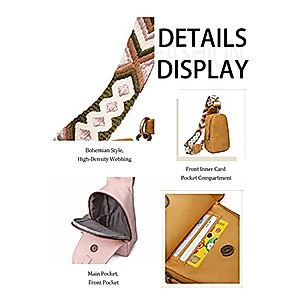 Ocahuel Women Sling Bags Crossbody Chest Bag Purse Vegan Leather Satchel Daypack Guitar Strap Boho Shoulder Backpack Traveling Hiking Yellow