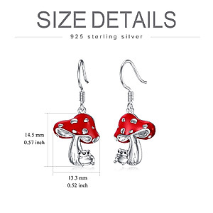 Frog Mushroom Earrings S925 Sterling Silver Cute Mushroom Dangle Earrings Mushroom Earrings Jewelry Gifts for Women