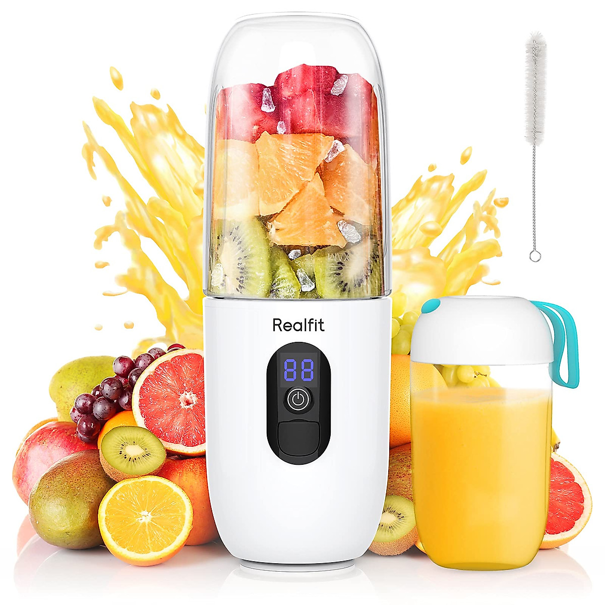 Portable Blender, Realfit 17 Oz Personal Small Blender Bottle with 4800mAh for Shakes and Smoothies, USB Rechargeable Mini Blender for Kitchen and Travel