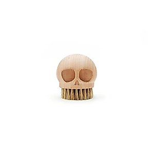 Suck UK | Skull Brush | Wooden Shoe Brush Or Boot Brush | Soft Scrub Dish Brush for Kitchen & Household Cleaning | Gothic Decor Nail Brush & Pedicure Supplies | Skull Gifts | Spooky Scrub Brush