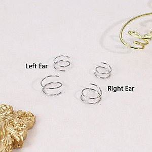 Trinckle 2 Pairs Double Hoop Earrings,Silver Tiny Twist Earrings for Single Piercing, Huggie Helix Piercing Jewelry 316L Surgical Steel Faux Double Cartilage Hoop Earrings for women