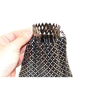 XXX-Small Vintage Evening Purse Metal Mesh Gatsby Bag for Cocktail Party Prom Wedding Banquet Black With Silver