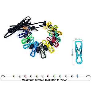 Clothesline，Retractable Portable Clothesline for Travel，Clothing line with 12 Clothes Clips，for Indoor and Outdoor Laundry Drying line，Outdoor Camping Accessories