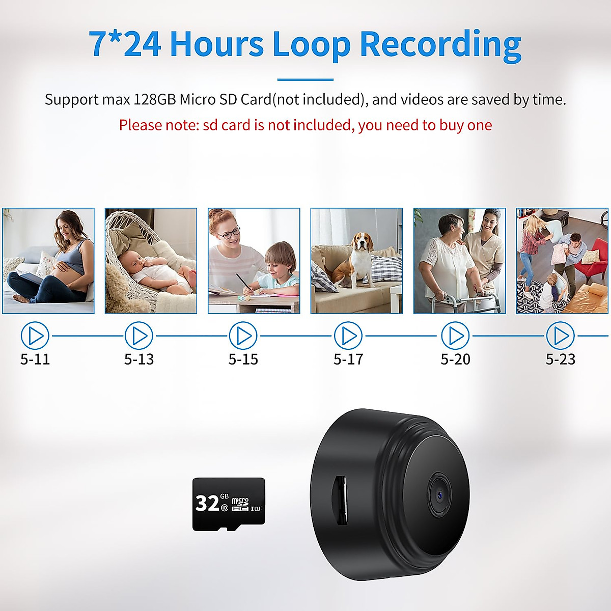 X W EI UNION Mini Spy Camera Hidden Camera Video Recording with Auido, Night Vision Motion Detection, 1080P Home Security Camera Nanny Cam Pet Camera Baby Camera