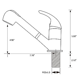 Derengge Stainless Steel Single Handle Pull Out Kitchen Faucet 1 Hole Kitchen Sink Faucet for Farmhouse, Camper, Laundry, Rv, Bar,EW-083L-BC
