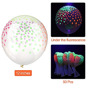 Sumind 50 Pieces Neon Glow Balloons Blacklight Reactive Fluorescent Mini Polka Dots Balloons Blacklight Party Balloons Glow in the Dark Neon Latex Balloons for Birthday Wedding Arch Party Decoration