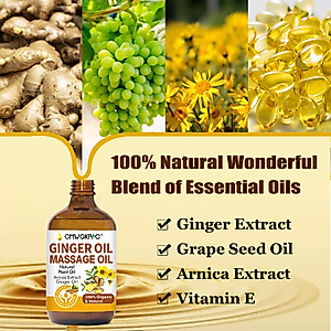 2 Pack Ginger Oil Lymphatic Drainage Massage,Belly Drainage Ginger Oil-Warming Tired Sore Muscle Ginger Massage Oils With Natural Arnica Extract,Grapeseed Oil,Vitamin E Massage Oil for Massage Therapy