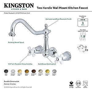 Kingston Brass KS1286PX Heritage Kitchen Faucet, 9-3/16" in Spout Reach, Polished Nickel