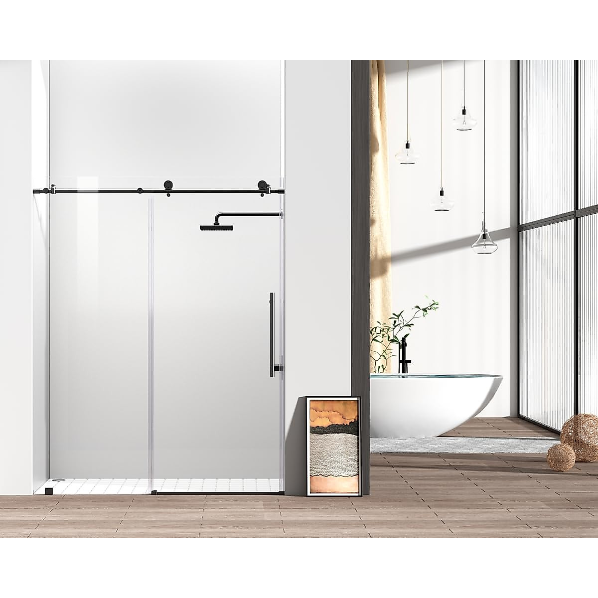 Elegant Kitchen and Bath SD101-6076MBK Frameless Shower Door 60 x 76 Matte Black