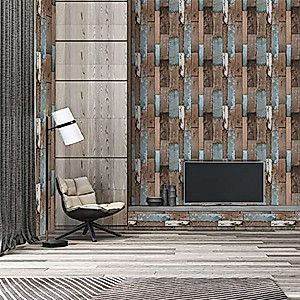 XINOBO (17.71"×118" Faux Wood Wallpaper Peel and Stick Wallpaper Wood Textured Wallpaper Removable Vintage Rustic Shiplap, Self Adhesive Waterproof Contact Paper for Counter Top, Cabinets, Bathroom