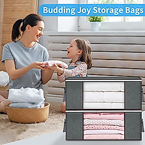 6 Pack 90L Large Storage Bags & 6 Pack 35L Clothes Storage Bags, Clothes Storage Bins Foldable Closet Organizers with Durable Handles with Clear Window for Clothes Pillow Blankets Bedding