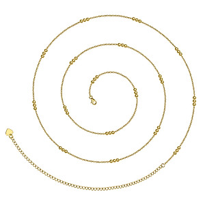 AllenCOCO 18K Gold Plated Beach Bikini Body Chain Metal Three Beads Waist Chain Adjustable Sexy Belly Chain for Women Girls