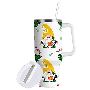 RPLIFE Whimsical Gnomes Bright 40oz Tumbler with Handle, Stainless Steel Coffee Mug, Insulated Coffee Tumbler