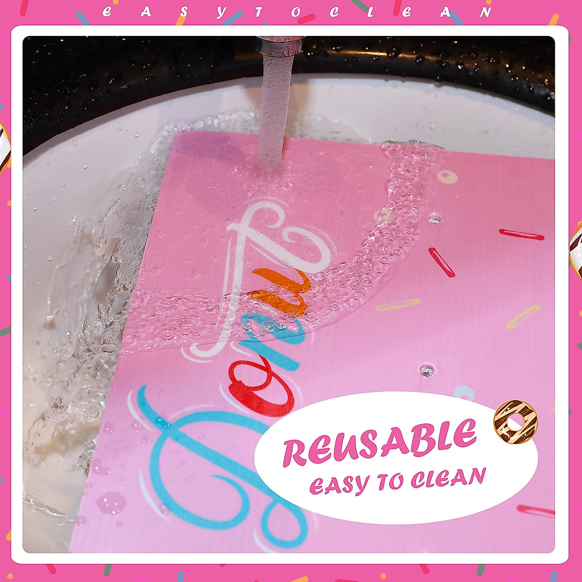 2 Packs Donut Display Stand Reusable Donut Holder Board Rustic Wood Donuts Rack Display Dessert Table Decorations for Birthday Party Wedding Baby Shower Treat Donut Party Supplies (Pink)