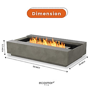 Eco Smart | Cosmo 50 Fire Pit Table | Natural Color | Ethonal Stainless Steel Gas Burner | Elegant Curved Design with Versatile Wide Lip | Complements Any Decor and Setting