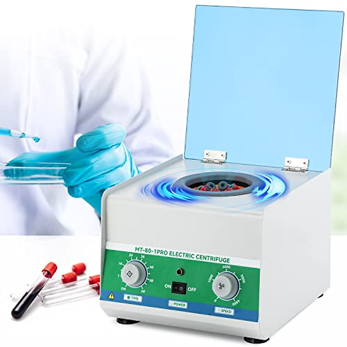 Mxmoonant 15mlX6 Centrifuge Machine Desktop Lab Centrifuge, 0-3200 RPM Electric Benchtop Centrifuges, for Laboratory School Plasma Practice 80-1 (110V US Plug)