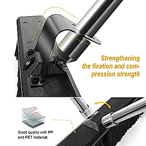 MASTERTOP Upgrade 24" Push Broom & 12" Broom Head, Floor Scrub Brush, Garage Heavy Duty Broom with Stiff Bristles, 57.6 inch Stainless Steel Long Handle, Yard Patio Decks Cleaning