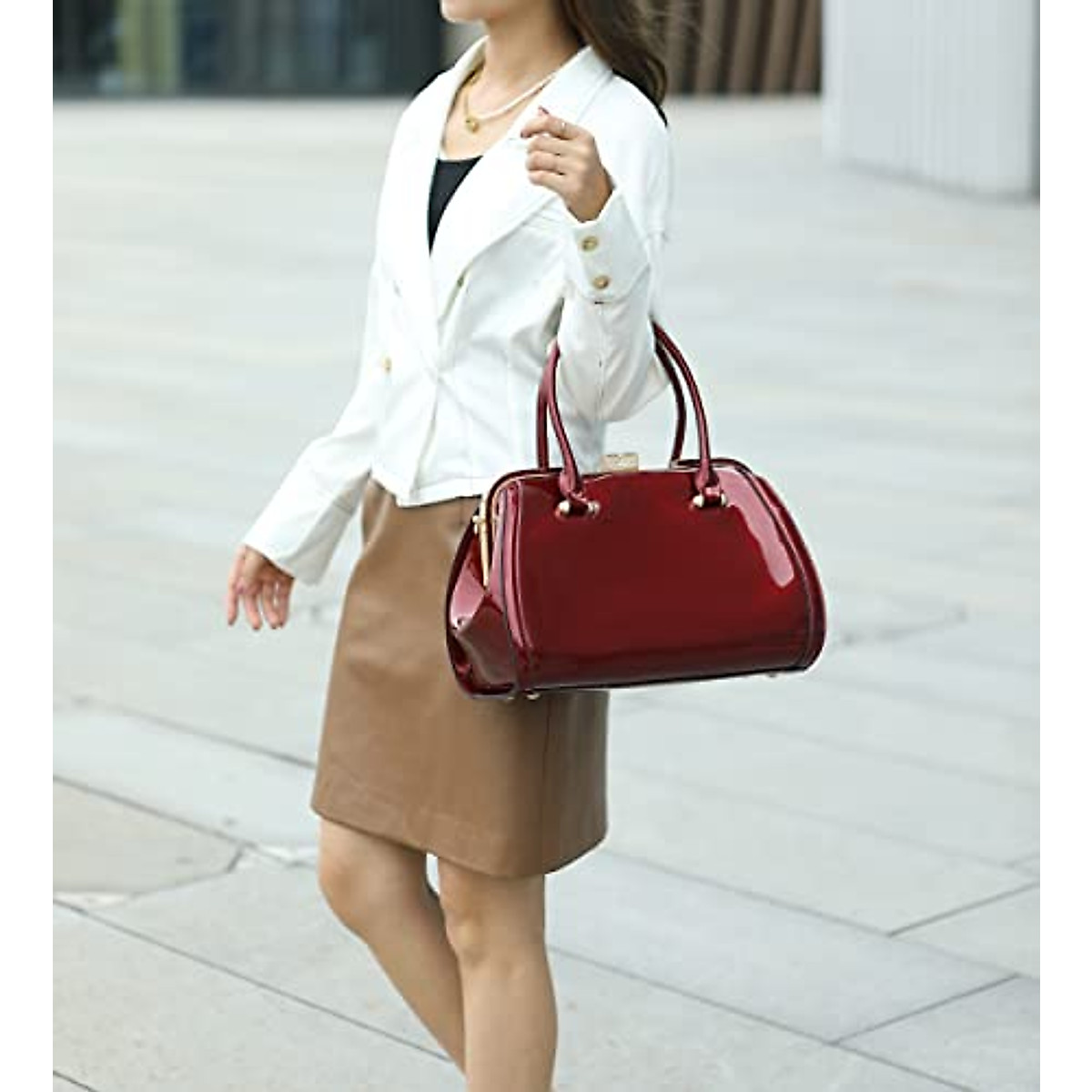 MKF Collection Satchel Shoulder Bags for Women - Handbag Purse -Lady Fashion Crossbody Pocketbook Bone