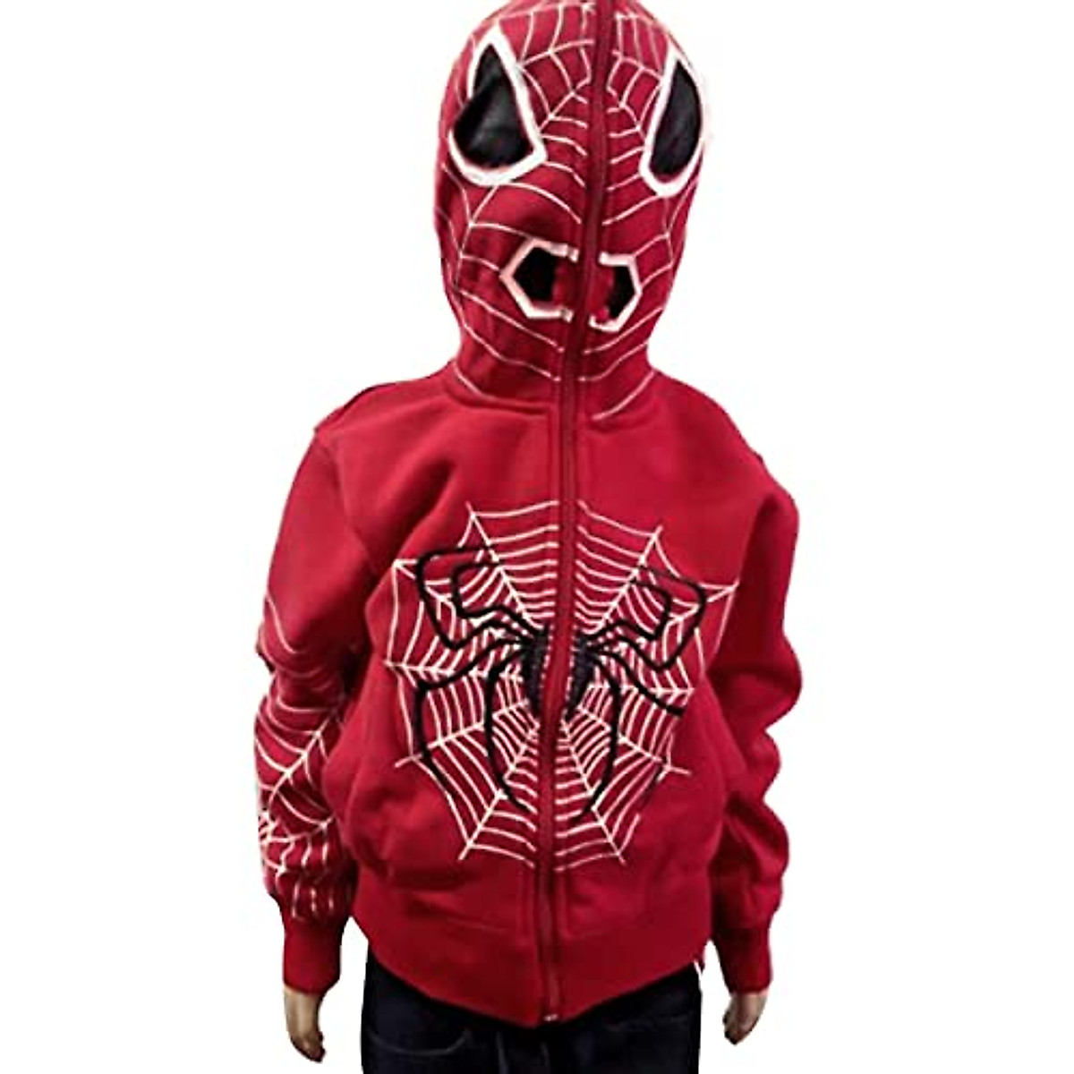 Kodaruber Women Y2K Spider Web Hoodies Punk Jackets Streetwear Goth Harajuku Oversized Vintage Graphic Full Zip Up Hoodie(Red,Medium)