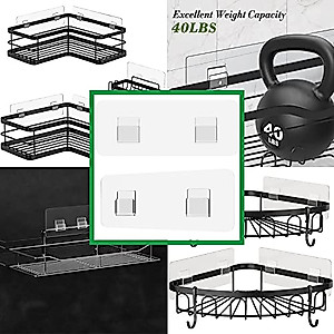 STARICH Shower Caddy Adhesive Replacement, Shower Shelf Adhesive, Shower Adhesive Strips, Adhesive Stickers Transparent 2 Flat Hooks 6 1/2" 6 Pack