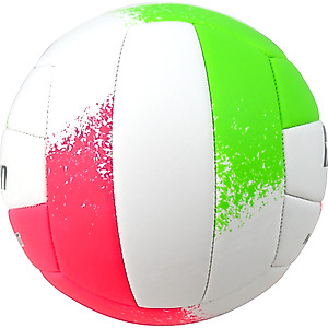 Baden | Match Point | Cushioned Synthetic Leather | Outdoor Recreation Backyard Volleyball + College Camp Ball | All Ages | Official Size 5 | Neon Pink/Green/White