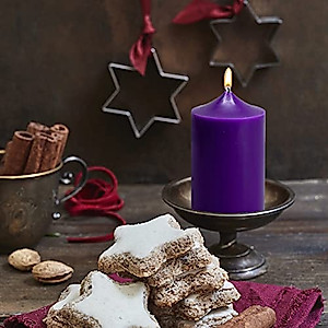 HOSVOT 2x3 Pillar Candles, Advent Candles Set of 4, Purple Pillar Candles, Unscented Advent Wreath Candles for Christmas, Home Decor, Celebration