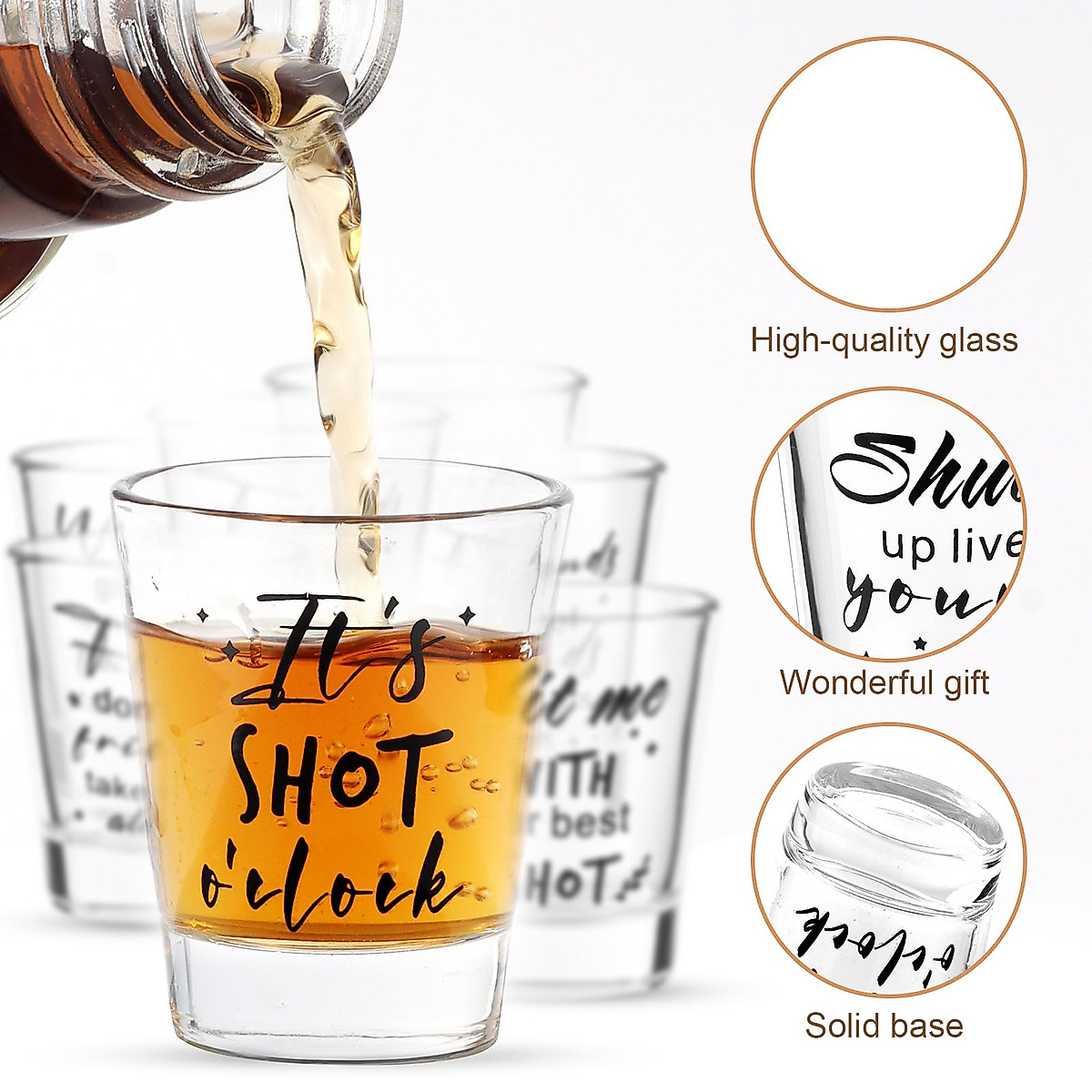 Kolewo4ever 24 Pieces Funny Friends Shot Glasses Funny Friends Shot Glasses Clear Shot Glass Cups with Heavy Base for Adult Small Glass Shot Cups 1.75 oz Shot Glass for Best Friends (Style-1)