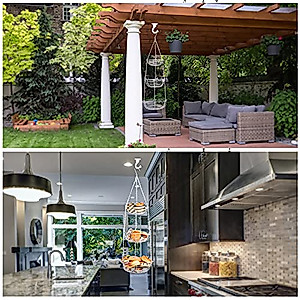 Hotop 3-Tier Hanging Fruit Basket Vegetable Storage Wire Basket with 16 Inch Fixture Chain and Ceiling Hook for Putting Fruit Vegetables Snacks Household Items (White)