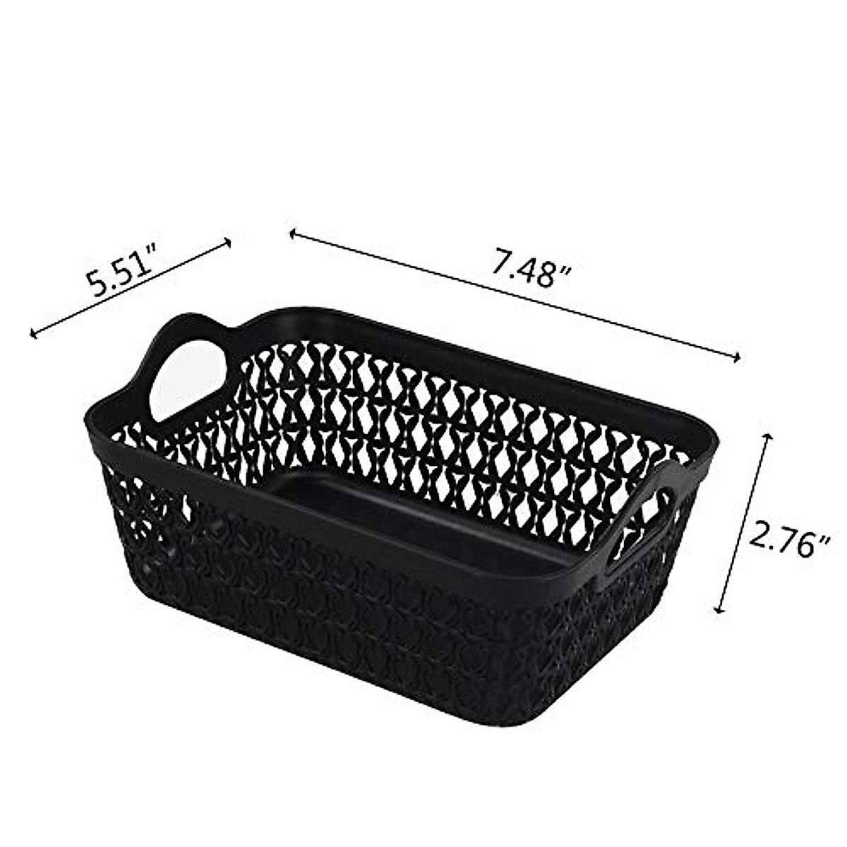 Rinboat Small Plastic Desktop Storage Basket Tray, Black, 12 Packs