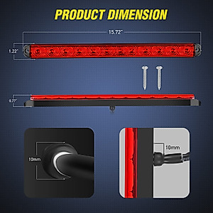 Nilight LED Trailer Light Bar 16Inch 12 LED Red Running Brake Sequential Turn Signals Tail Light Waterproof Rear Maker ID Bar for 12V Trailer Boat Truck RV, 2 Years Warranty