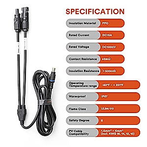 7FT Heavy Duty Cable Converting Solar Panel to DC 8mm Adapter, Waterproof Charging Kit for AIMTOM Rebel 440, GZ, Explorer 160 240 500 1000 or Solar Generators with 7.9mm Connector