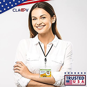 Claev Horizontal Flexible and Tear Resistant Card Protector (Clear, 4x3 Inch, 250 Pack), Large Easy Open Plastic ID Name Badge Holders for Conferences, Conventions, Offices & Schools