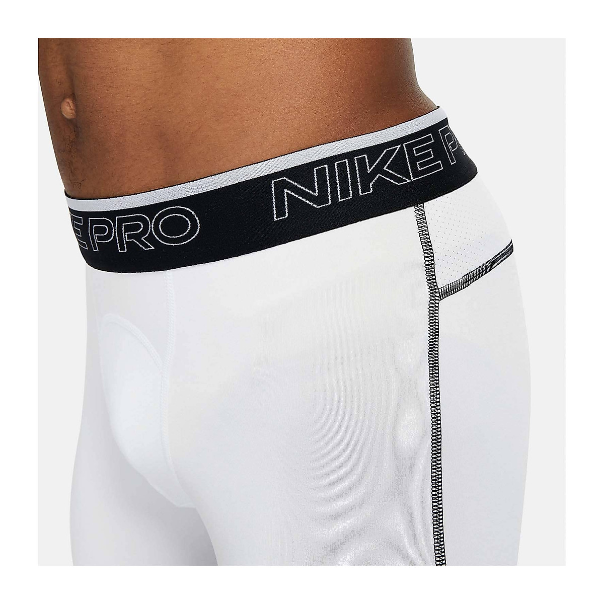 Nike Pro Dri-FIT Men's 3/4 Tights (Regular, White/Black, Large)