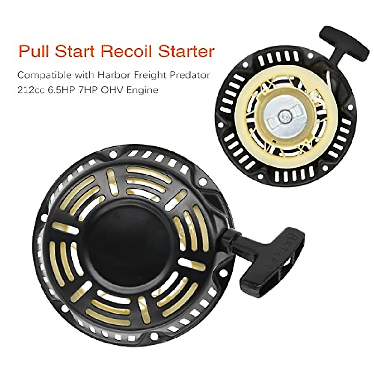 Pull Start Recoil Starter, Rain King Recoil Starter Compatible with Predator 212cc 6.5HP 7HP OHV Engine Go Kart Pit Bike Generator Lawnmower