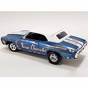 1970 Chevy Chevelle Convertible Blue Met. w/White Stripes Briggs Chevy Drag Car Ltd Ed to 774 pcs Worldwide 1/18 Diecast Model Car by Acme A1805522