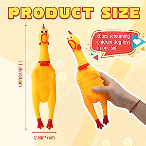 Zddaoole 6 Pcs Large Screaming Chicken Dog Toys,Yellow Rubber Chicken 12 inch,Squeeze Squeaky and Screaming Chicken,Prank Novelty Toy for Kids or Adults