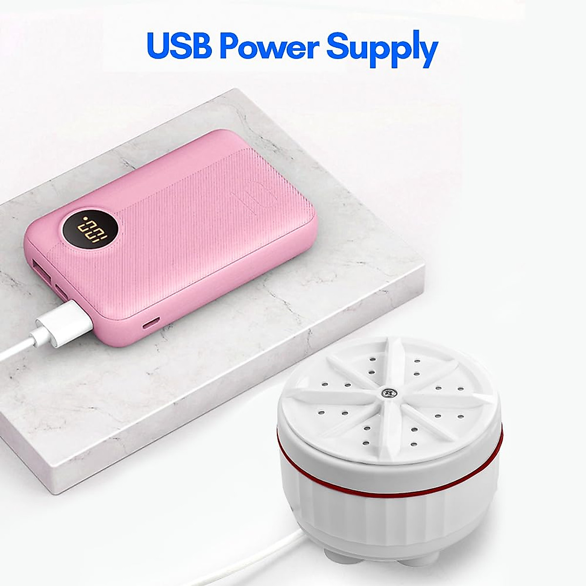 Andoer Washing Machine, Ultrasonic Turbo Washing Machine Portable Mini Washer with USB Power Supply Suction Cups for Home Travel Business Trip