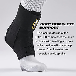 Ultra 360® Lace-Up Adjustable Ankle Brace – For Ankle Stabilization, Adjustable Compression